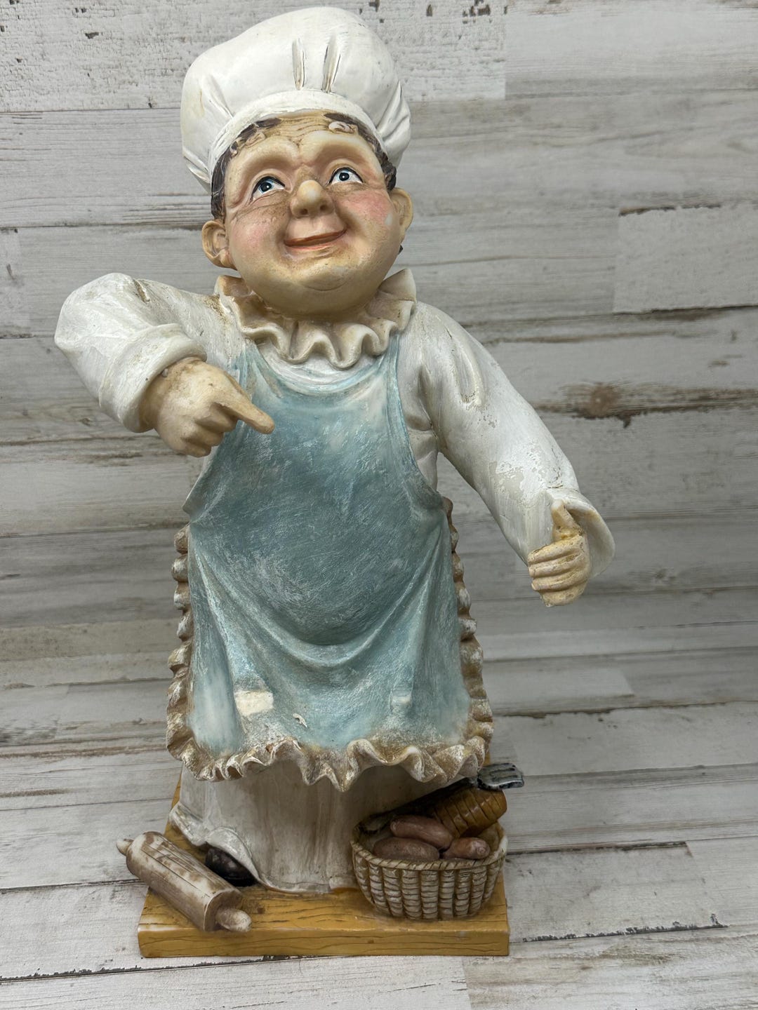 Fat Chef / Happy Chef Lady Figurine Pointing Hold Small Frame Sign ...