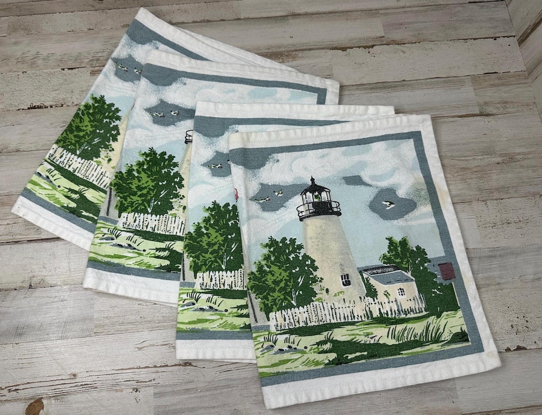 Coastal Lighthouse Style Placemats Nautical Sailboat Set of 4 Great ...