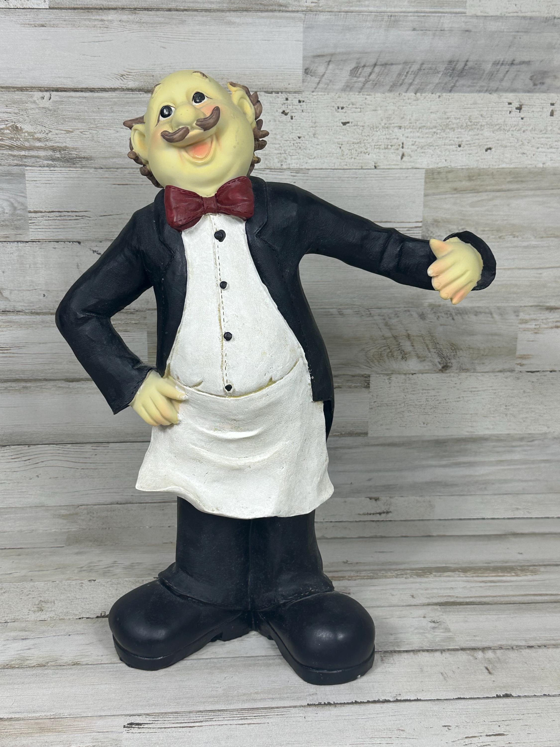 Vintage Waiter Butler Server Statue Figurine Utensil Holder Black Suit ...