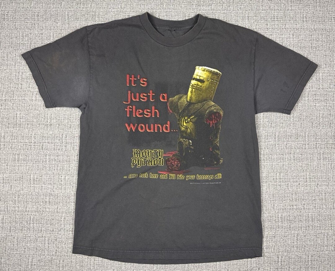 Vintage Monty Python Shirt Black Faded Just A Flesh Wound Movie Promo ...