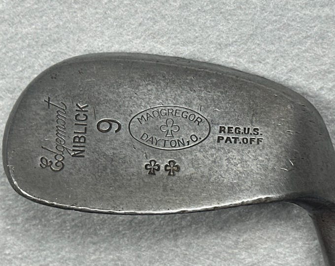 Antique Hickory Wood Shaft Edgemont Niblick Golf Club 9 Iron Leather ...