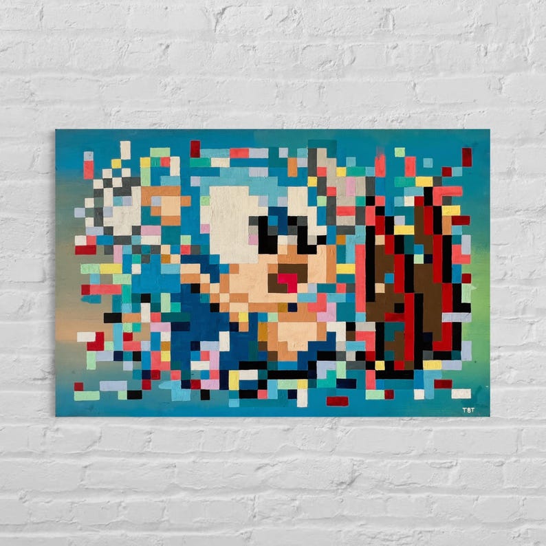 Sonic the Hedgehog (original Acrylic Pixel Painting) “waa!” - Retro ...