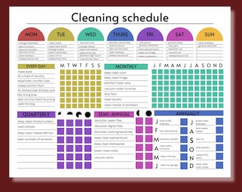 Editable Cleaning Schedule: Colorful Chores Chart (digital Download) - Etsy