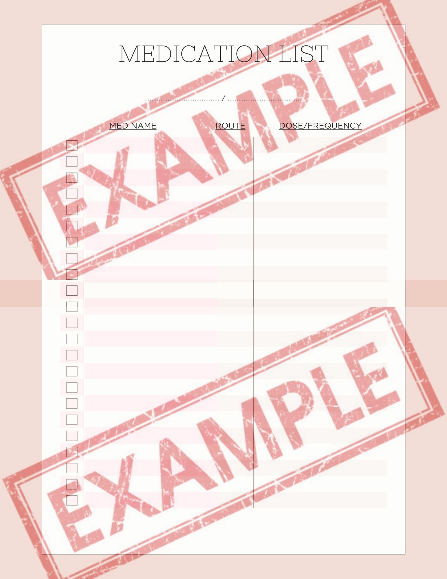 Patient Medication List Form - Etsy