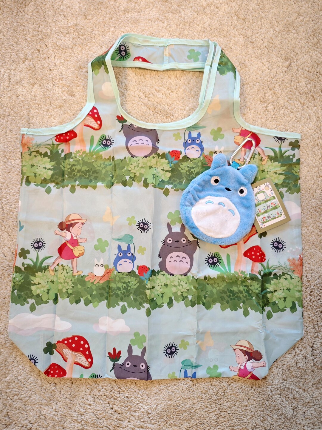 Kawaii Foldable Tote Bag | Pastel Forest Friends Shopper | Plush Pouch ...