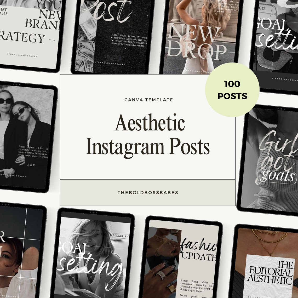 100 Aesthetic Instagram Post Templates, Canva Editable (digital ...