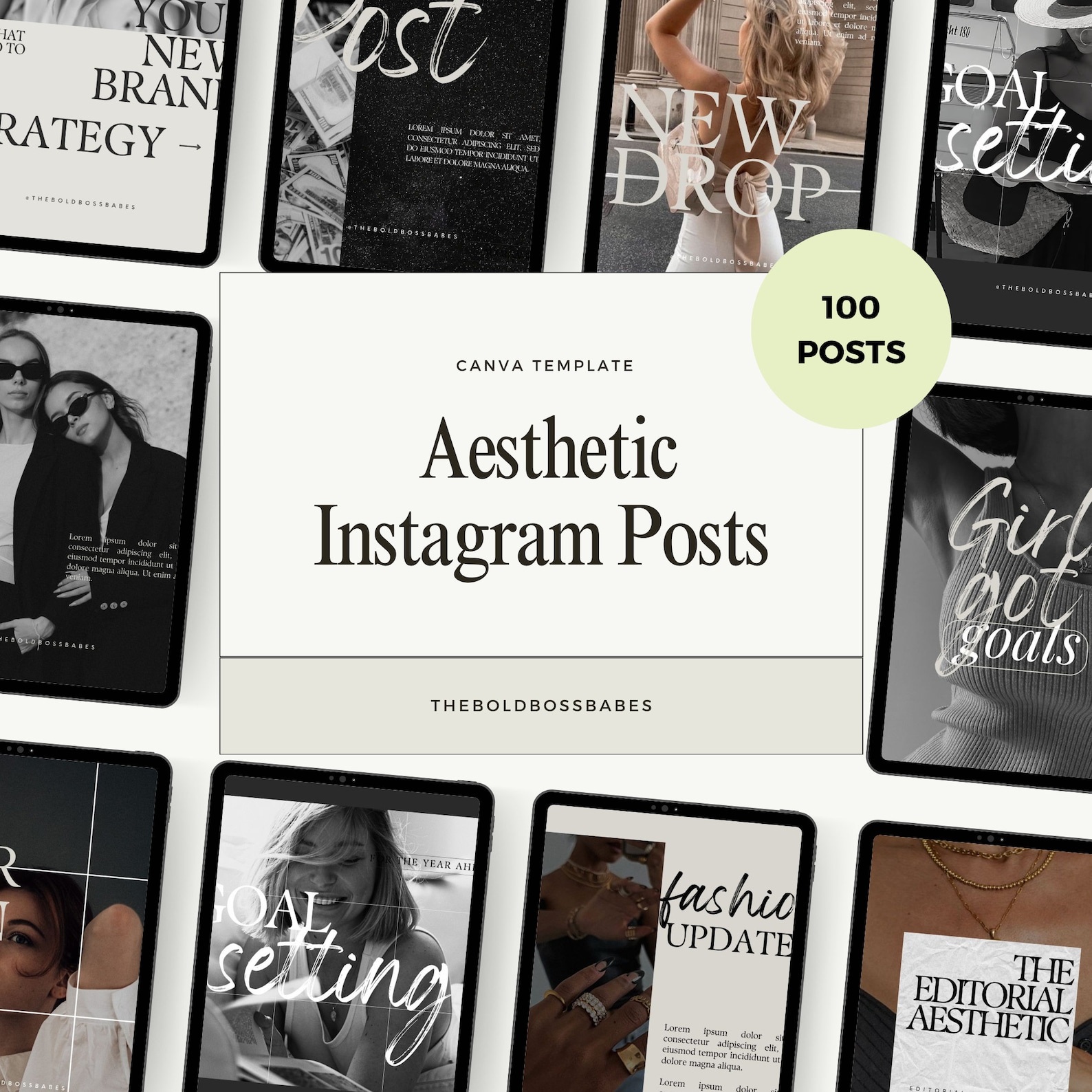 100 Aesthetic Instagram Post Canva Template Boss Lady Instagram Posts ...