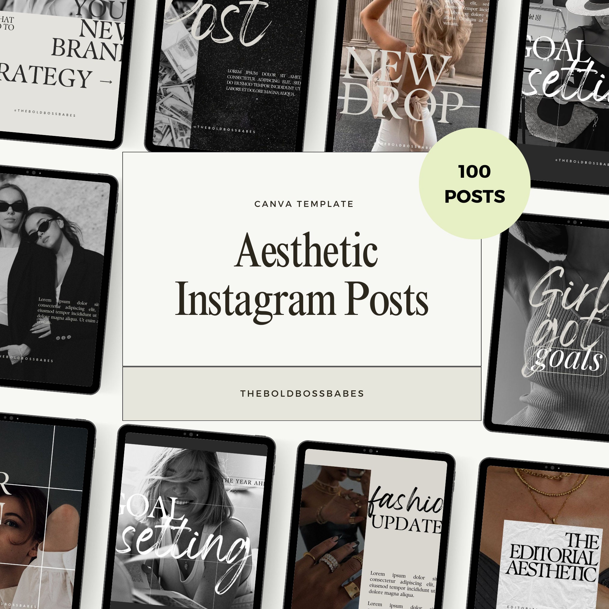 100 Aesthetic Instagram Post Canva Template Boss Lady Instagram Posts ...