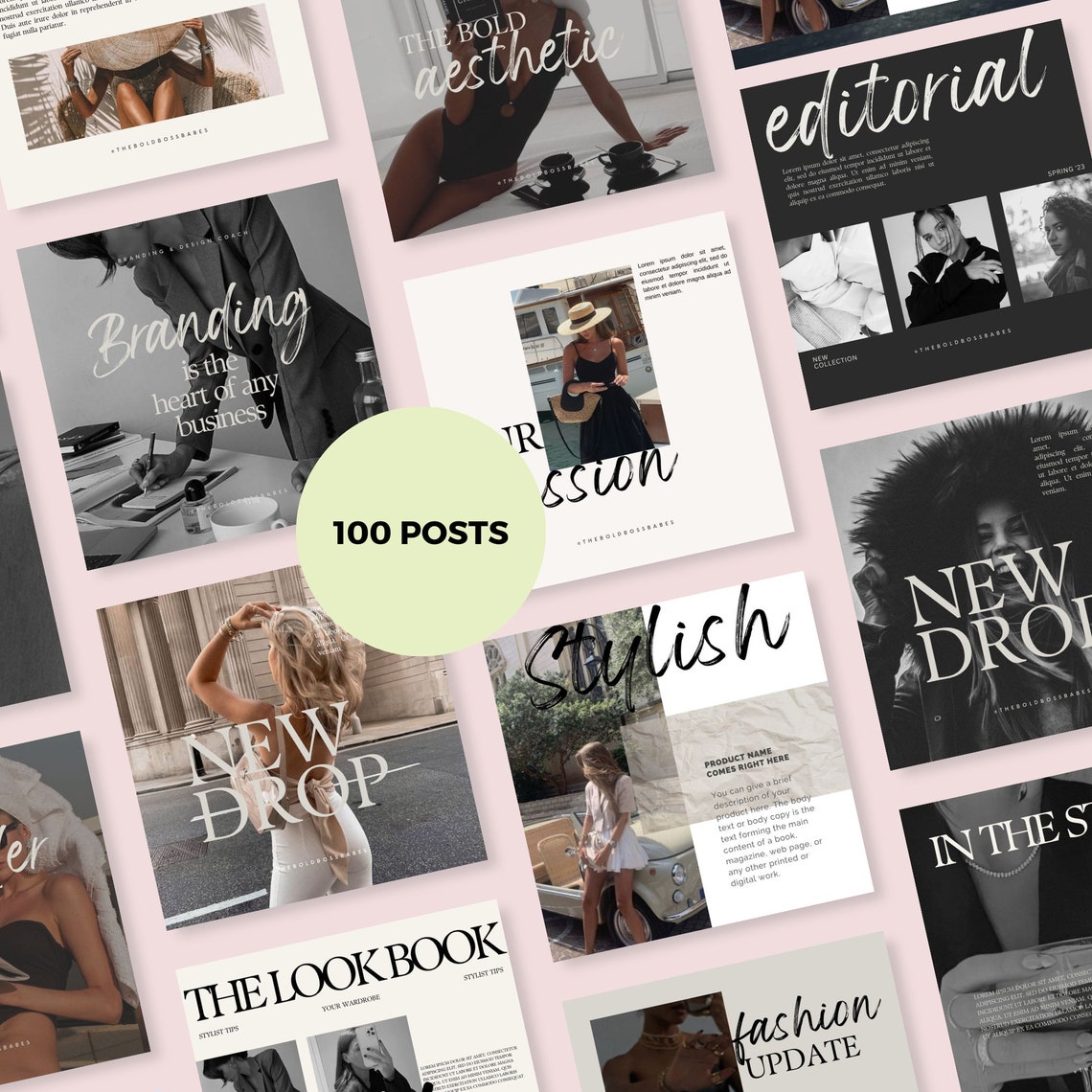 100 Aesthetic Instagram Post Canva Template Boss Lady Instagram Posts ...