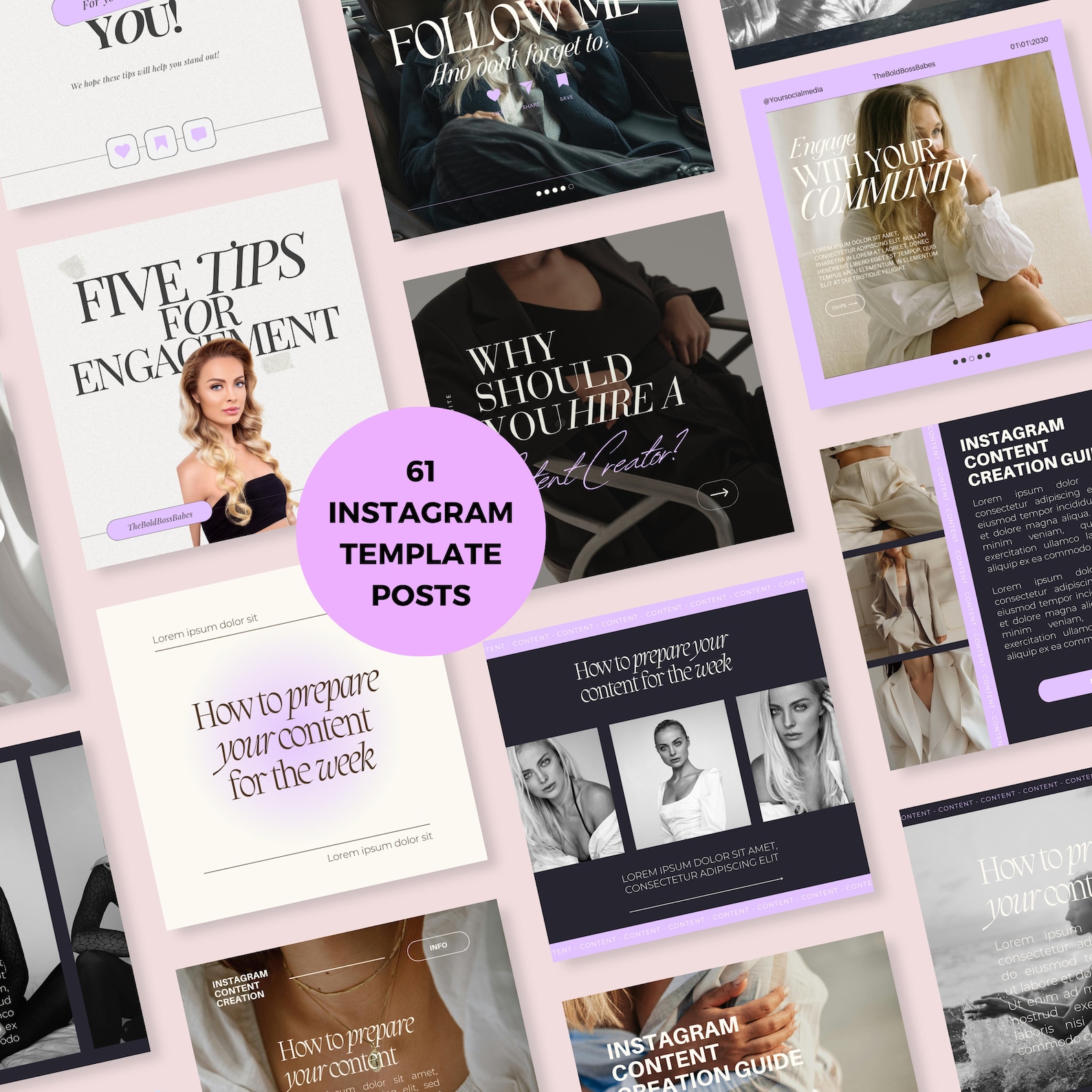 Aesthetic Instagram Template Posts for Content Creator Aesthetic ...
