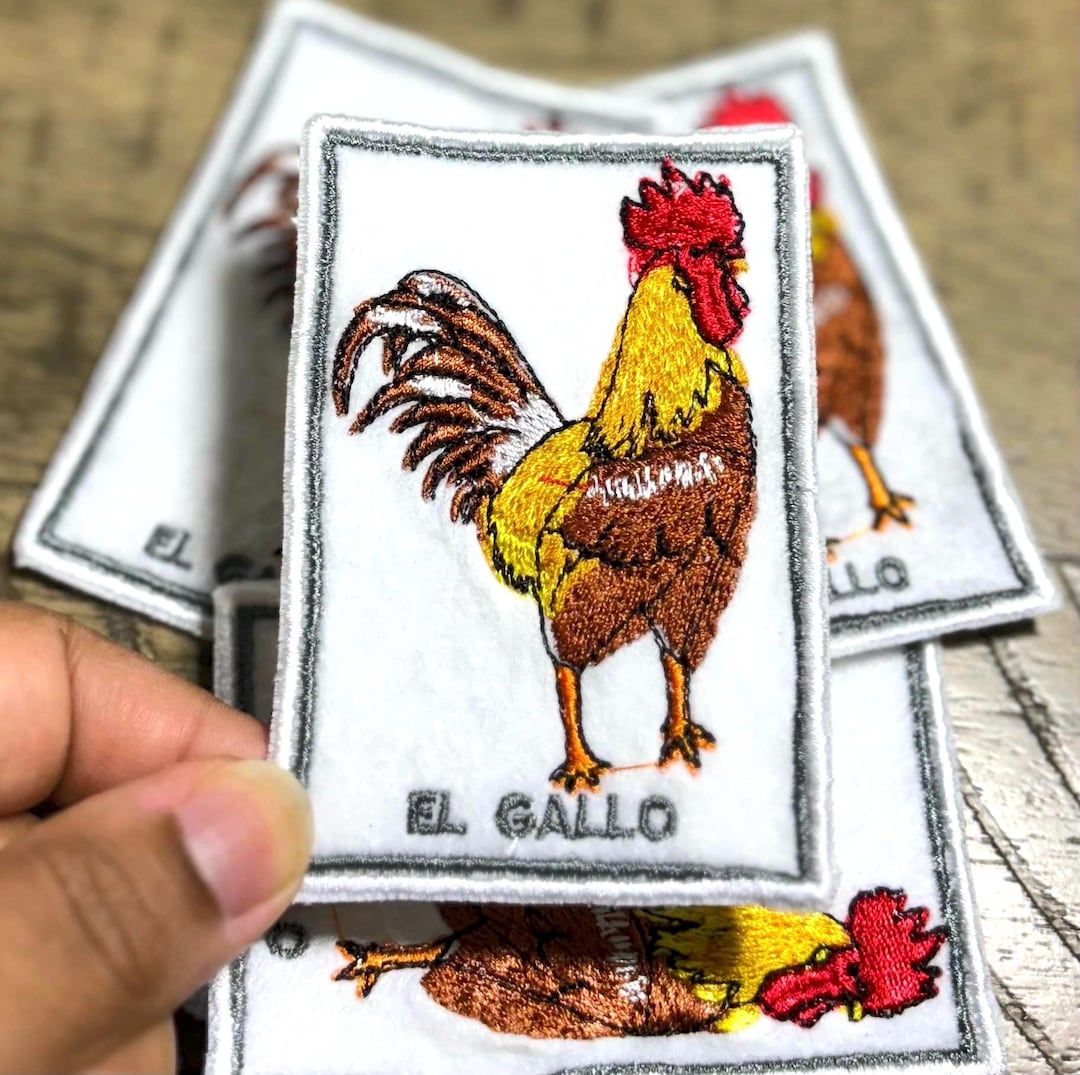 El Gallo Loteria Iron on Patch 3.75x2.5, Trucker Hat Patch, Concho ...
