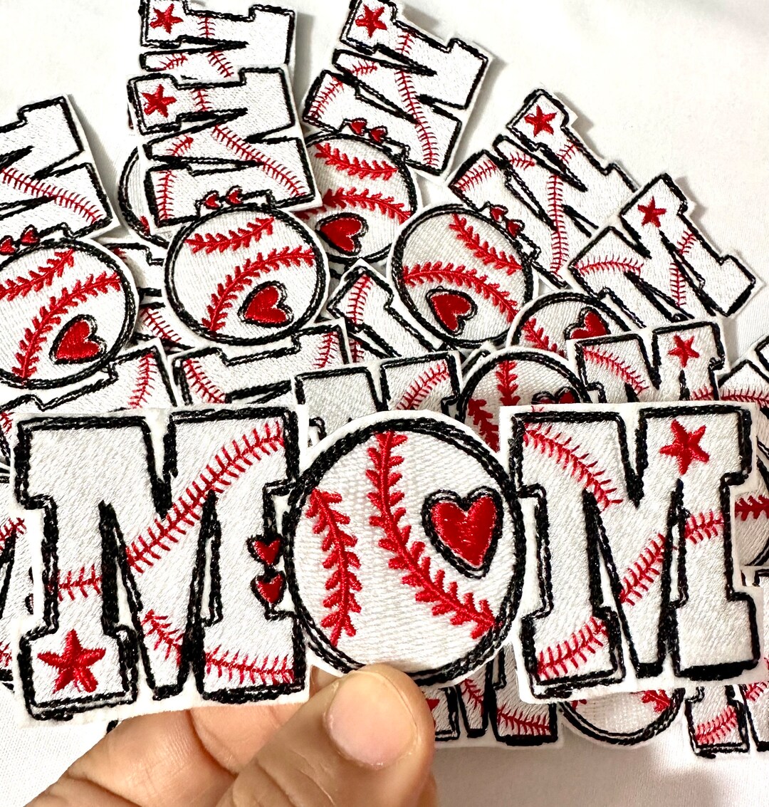 MOM Baseball Iron on Patch 4.5x2, Trucker Hat Patch, Concho Patch ...