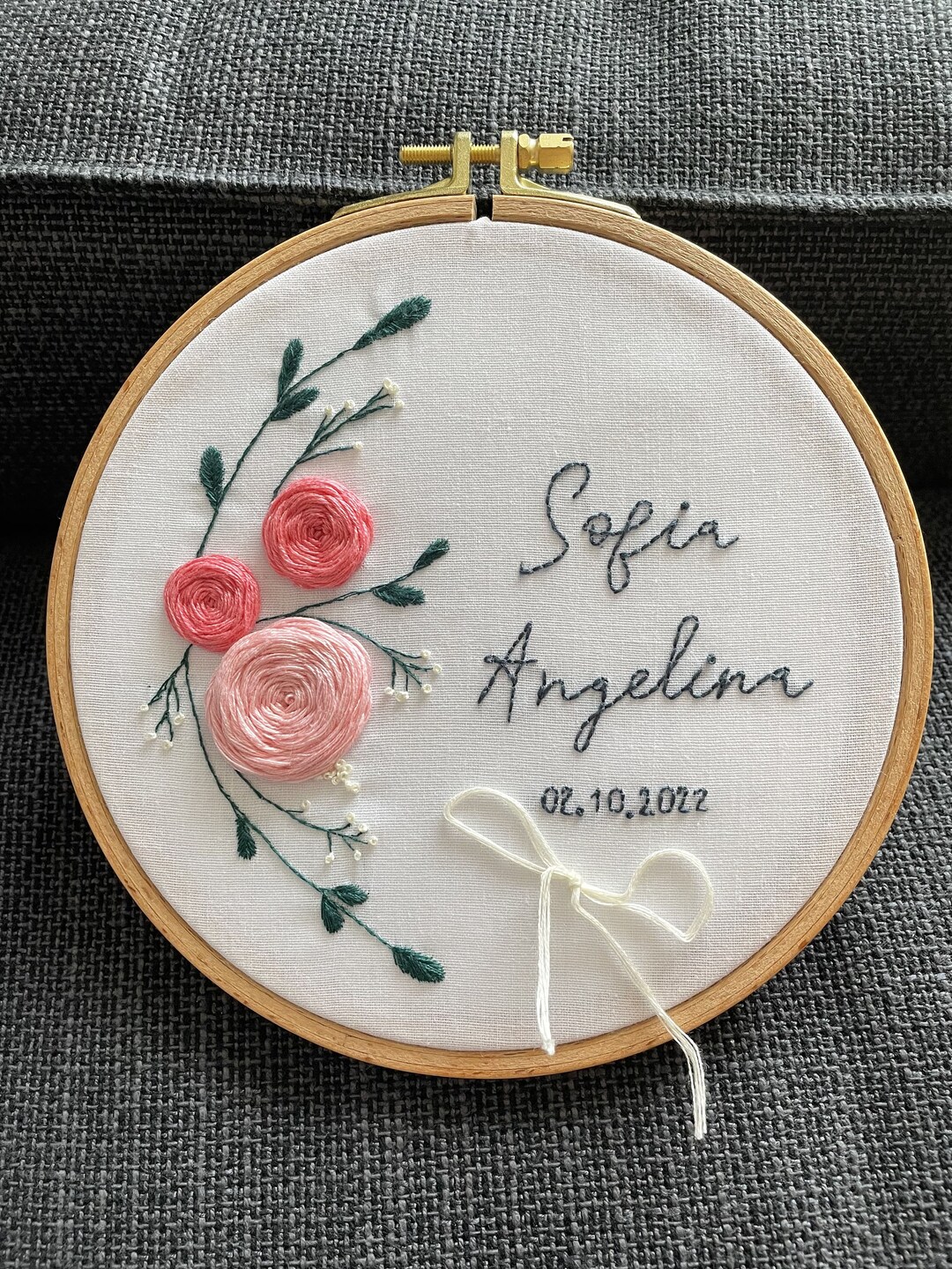 Custom Name Embroidery | Gift | Floral Hoop | Wall Hanging | Hoop Art ...