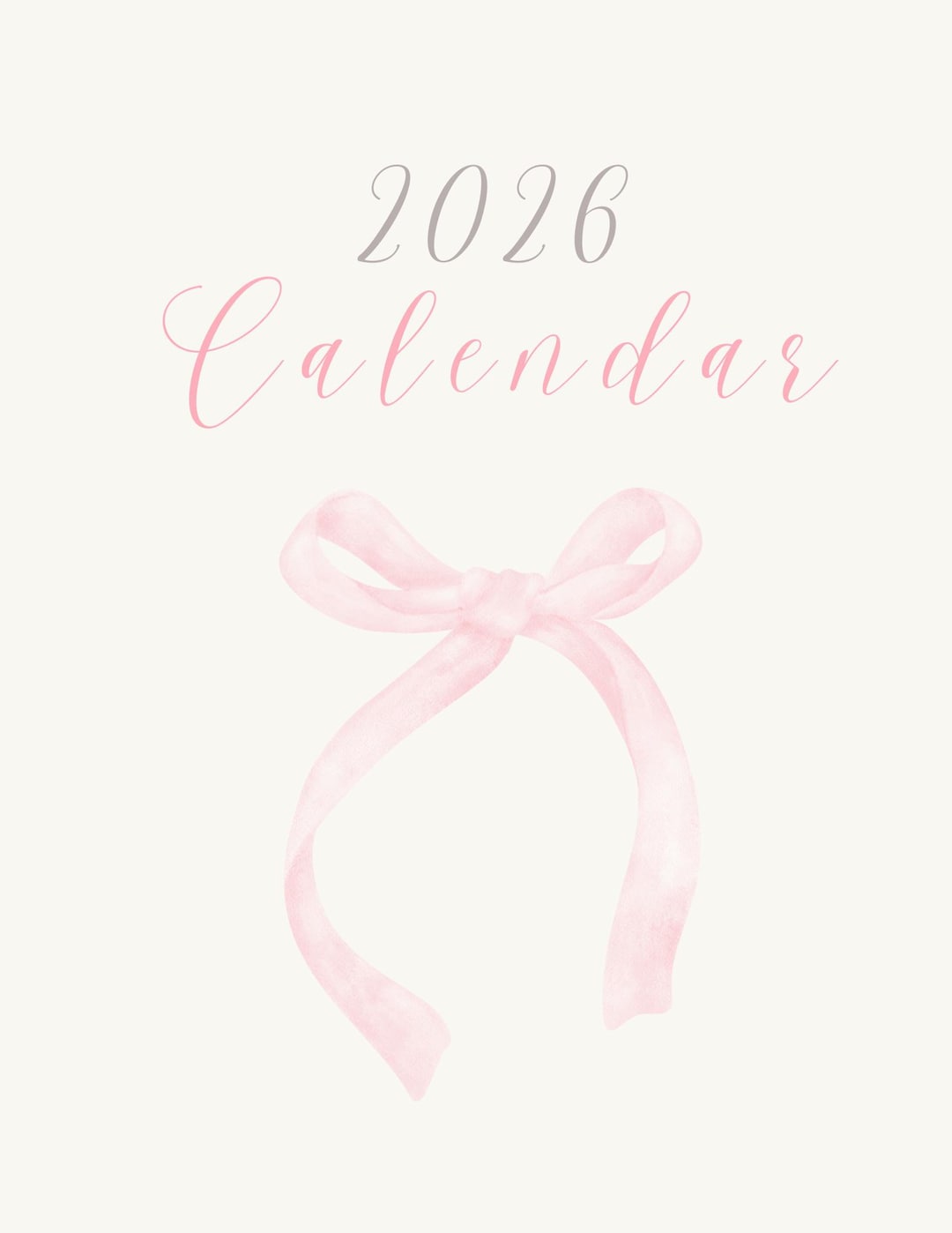 2026 Printable Calendar: Pink Ribbon Coquette Planner (digital Download ...