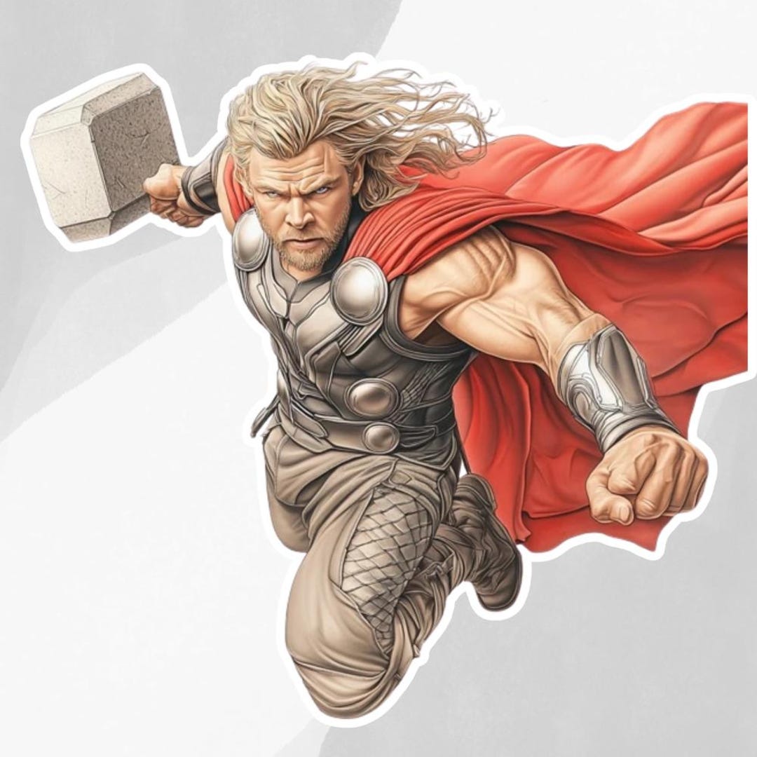 Superhero Stickers, Thor, Vinyl Decal, Kiss-cut Sticker, Transparent ...