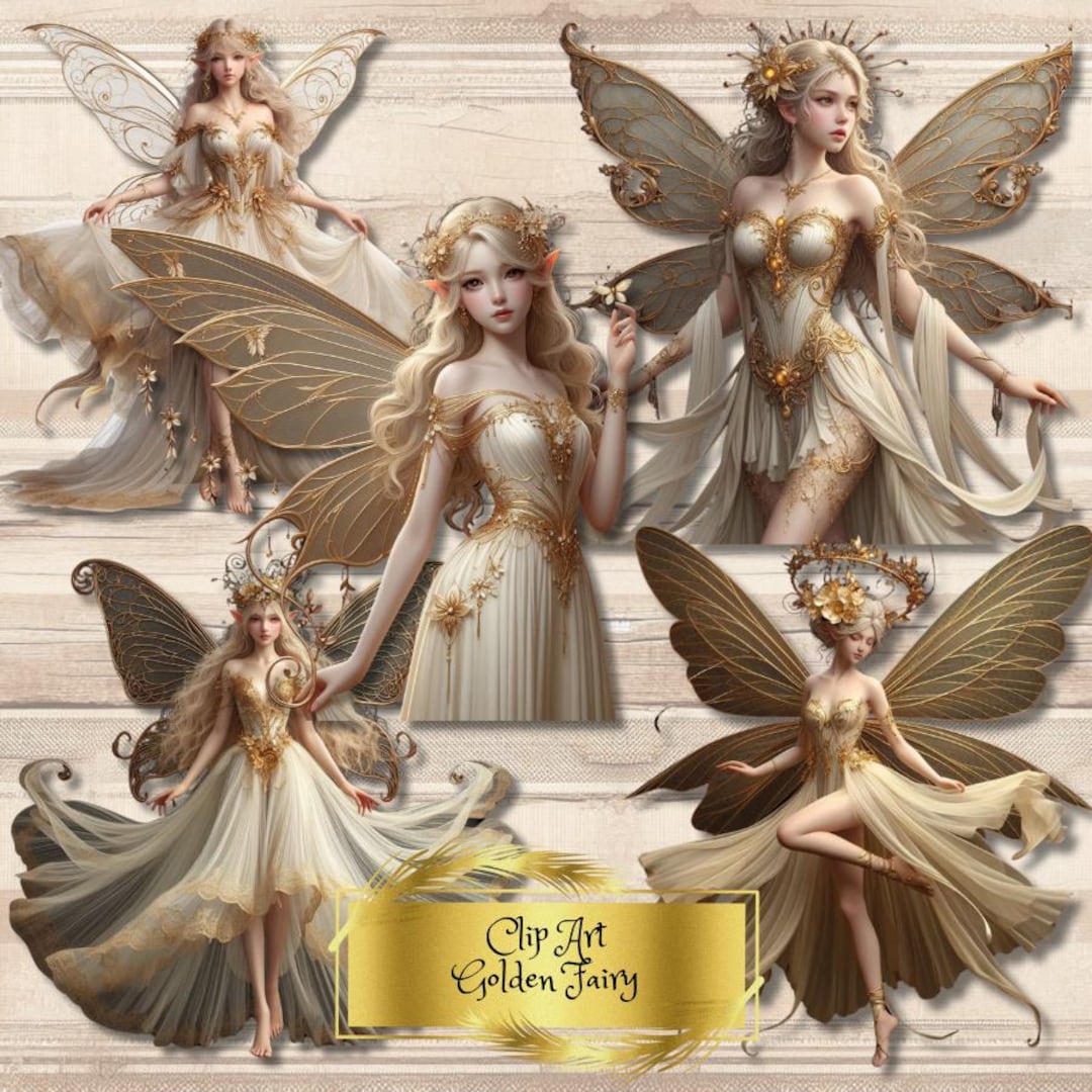 Golden Fairy Clipart, Digital Download Pngs - Etsy