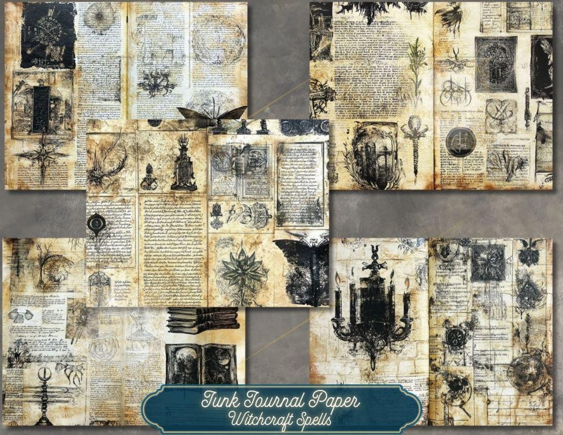 Witchcraft Spell Papers, Junk Journal , Vintage, Shabby, Collage ...