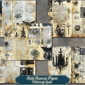 Witchcraft Spell Papers, Junk Journal , Vintage, Shabby, Collage ...