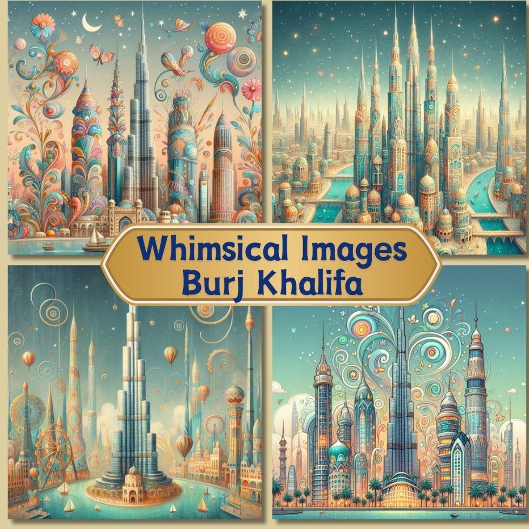 Whimsical Burj Khalifa, Dubai, Scrapbook Paper, Digital Download - Etsy