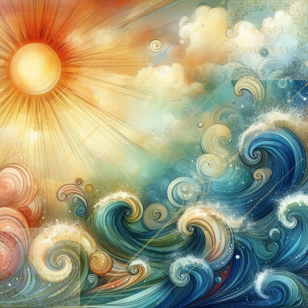 Whimsical Sea Waves, Scrapbook Paper, Clipart, Digital Download - Etsy