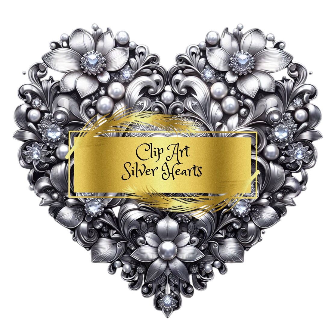Silver Hearts Clipart, Digital Download Pngs - Etsy Australia
