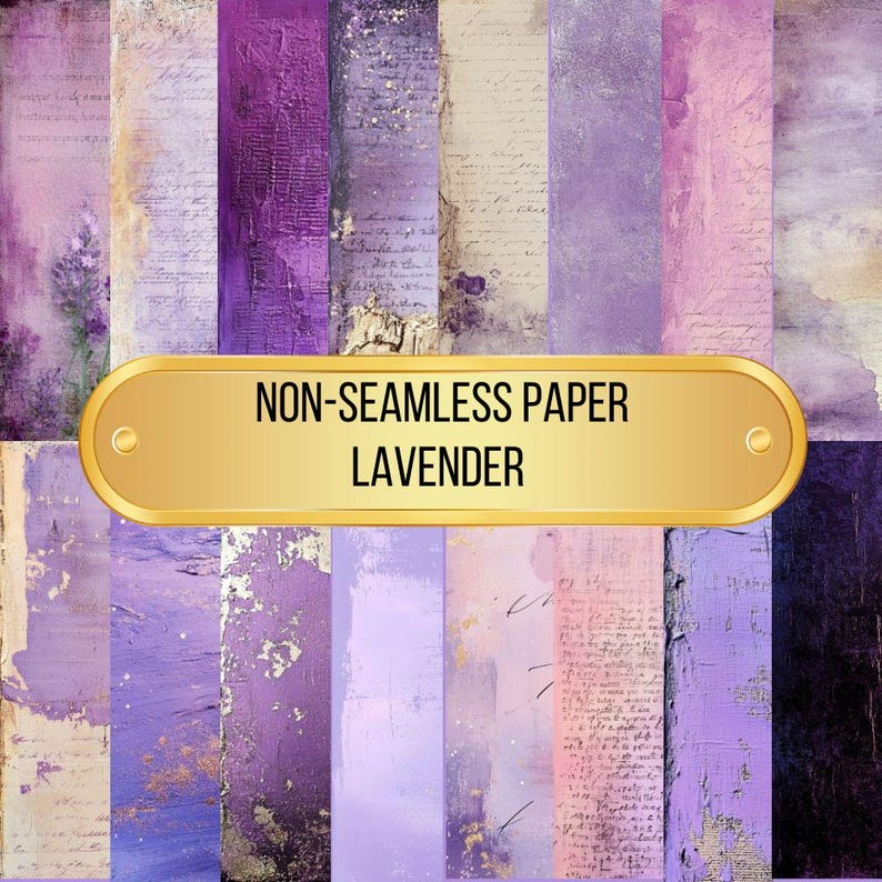 Lavender Digital Paper, Distressed, Gold Glitter, Scrapbook Paper, Junk ...