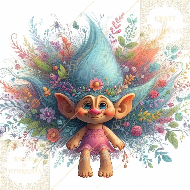 Whimsical Troll Dolls, Scrapbook Paper, Clipart, Digital Download - Etsy