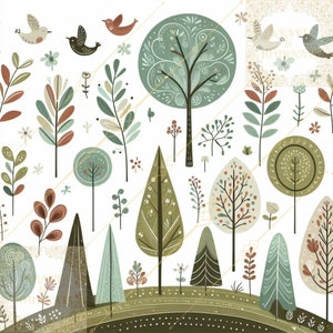 Whimsical Trees, Scrapbook Paper, Digital Download - Etsy