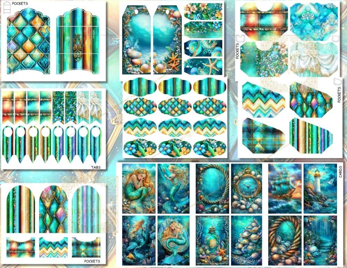 Mermaids Junk Journal Kit, Mystical, Enchanted, Fantasy, Ephemera ...