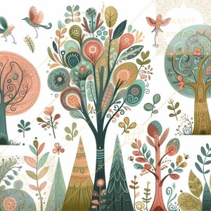 Whimsical Trees, Scrapbook Paper, Digital Download - Etsy