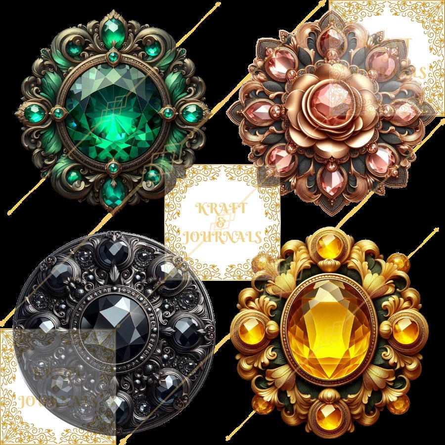 Gem Buttons Clipart, Digital Download Pngs - Etsy