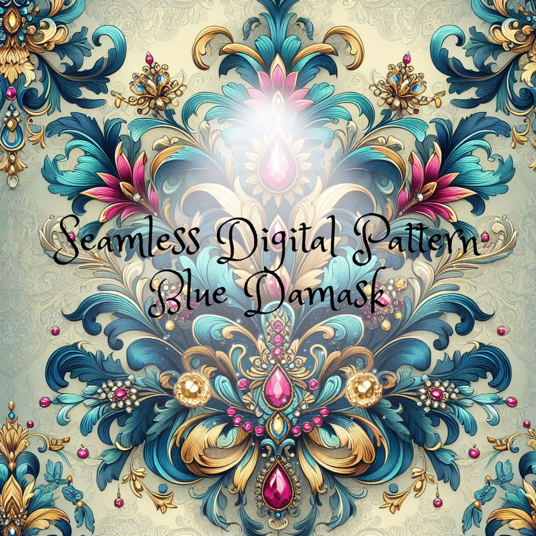 Blue Damask Seamless Digital Paper, Scrapbook Paper - Etsy