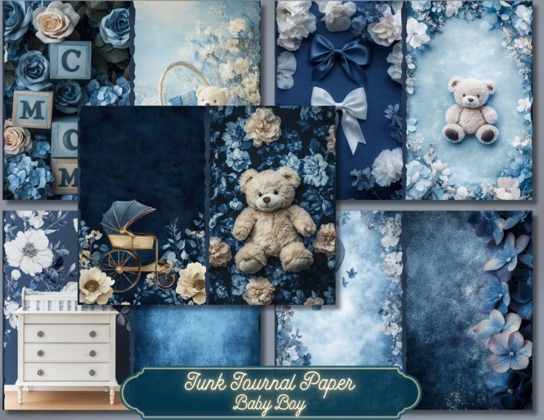 Baby Boy Junk Journal, Printable, Baby, Boy, Blue, Baby's First Year ...