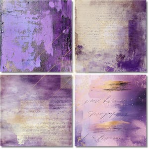 Lavender Digital Paper, Distressed, Gold Glitter, Scrapbook Paper, Junk ...