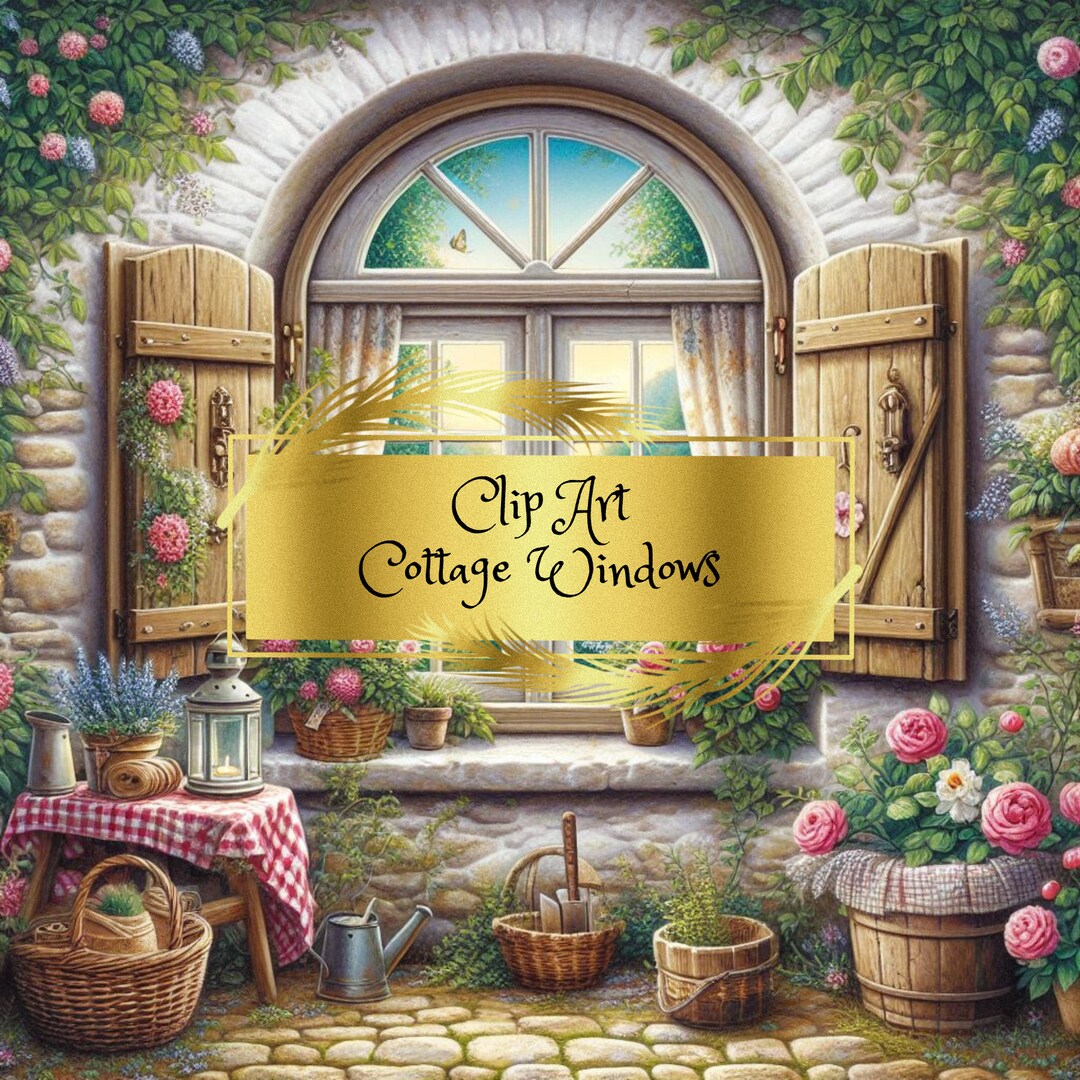 Cottage Windows Clipart, Digital Download Pngs - Etsy