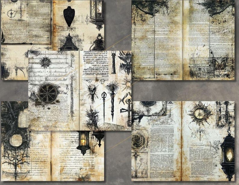 Witchcraft Spell Papers, Junk Journal , Vintage, Shabby, Collage ...