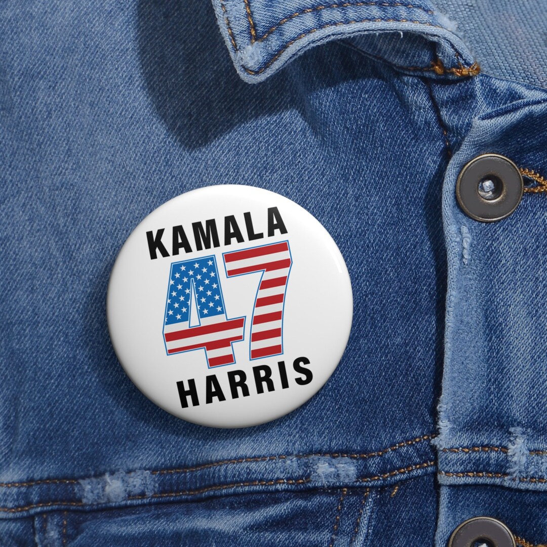 Kamala Harris Walz Button Pin, White & Blue Election Campaign Button ...