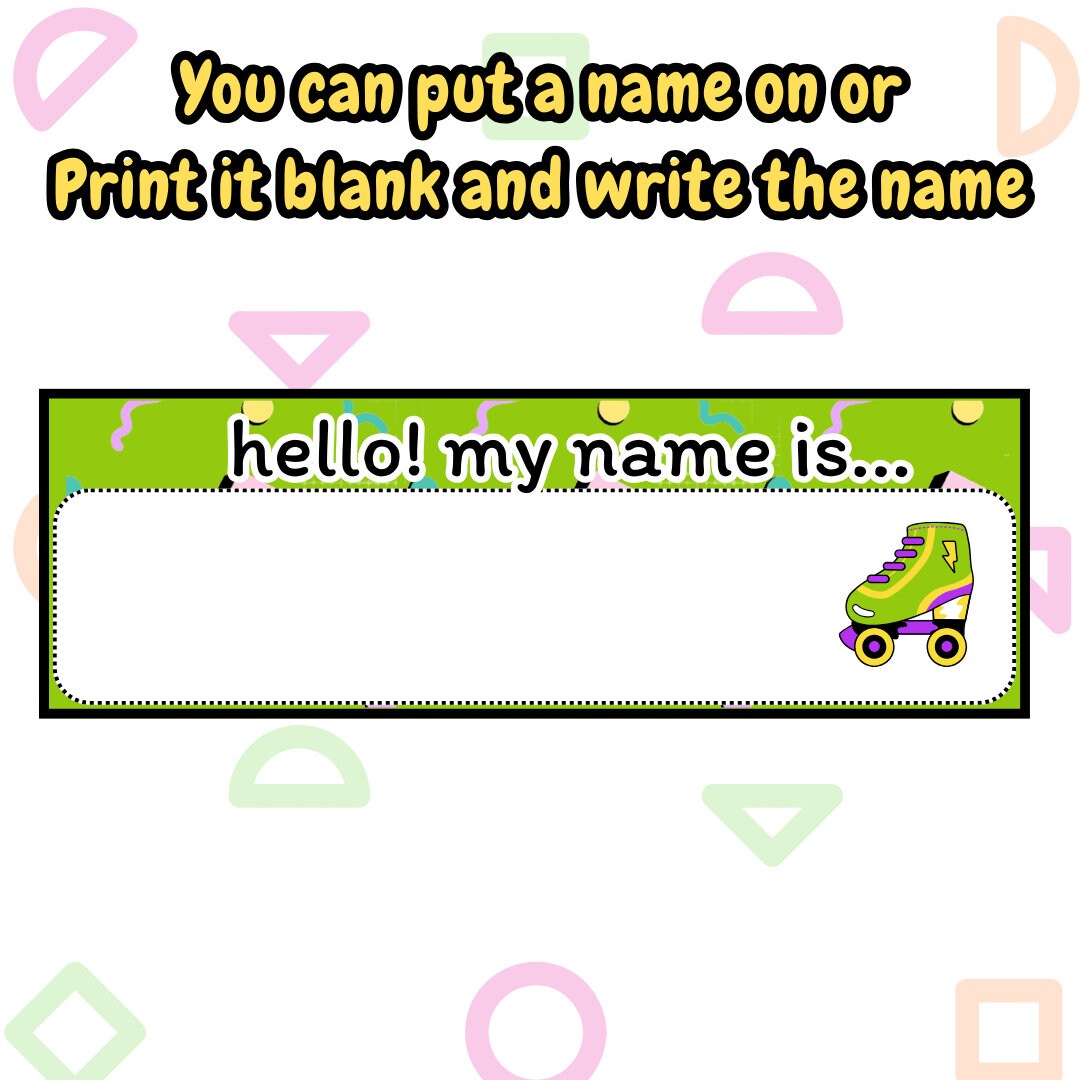 Retro Neon 90's Theme Name Tags | Name Labels| Back to School ...