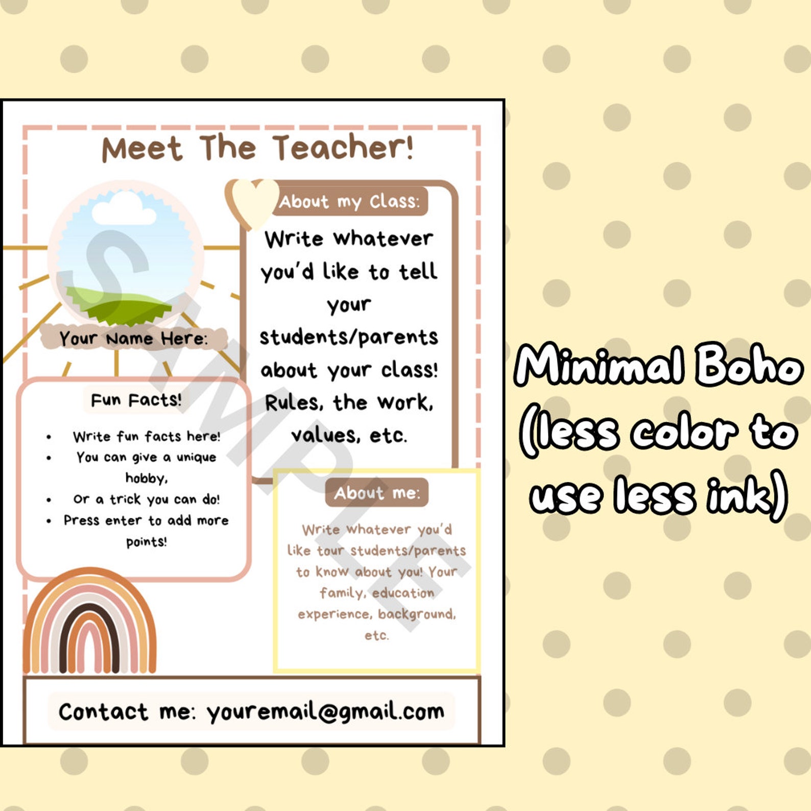 Meet the Teacher Template | Boho Template | Template for Teachers ...