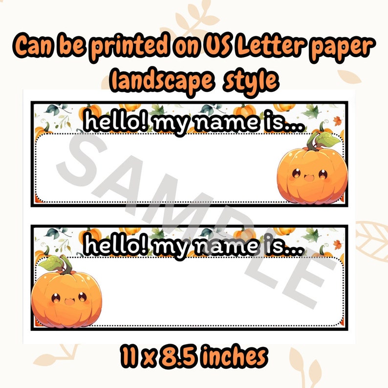 Fall Pumpkin Theme Name Tags | Name Labels| Back to School | Printable ...