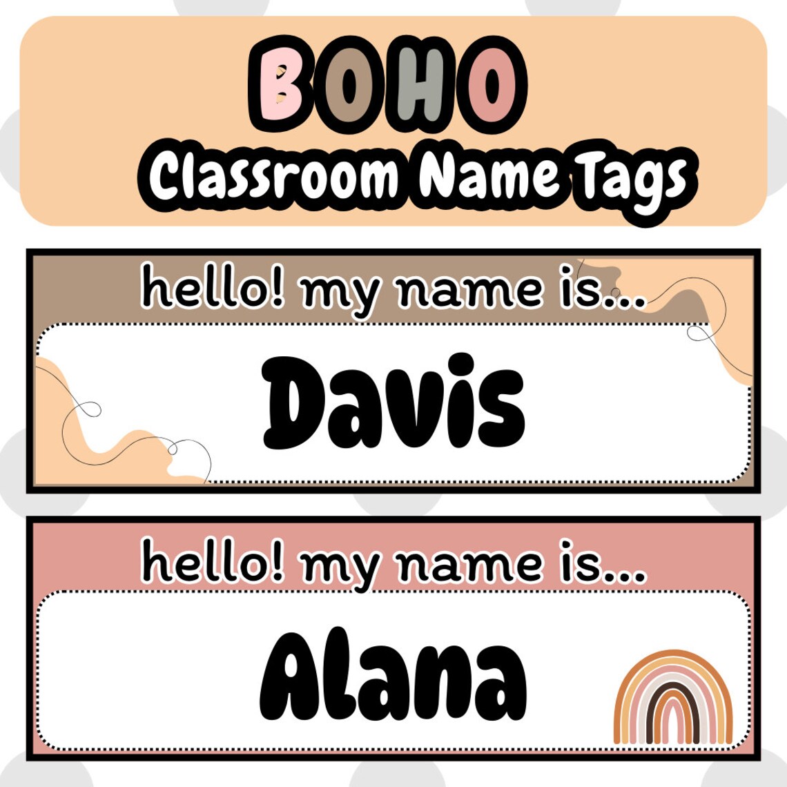 Boho Classroom Name Tags | Fall Classroom Labels | Elementary School ...