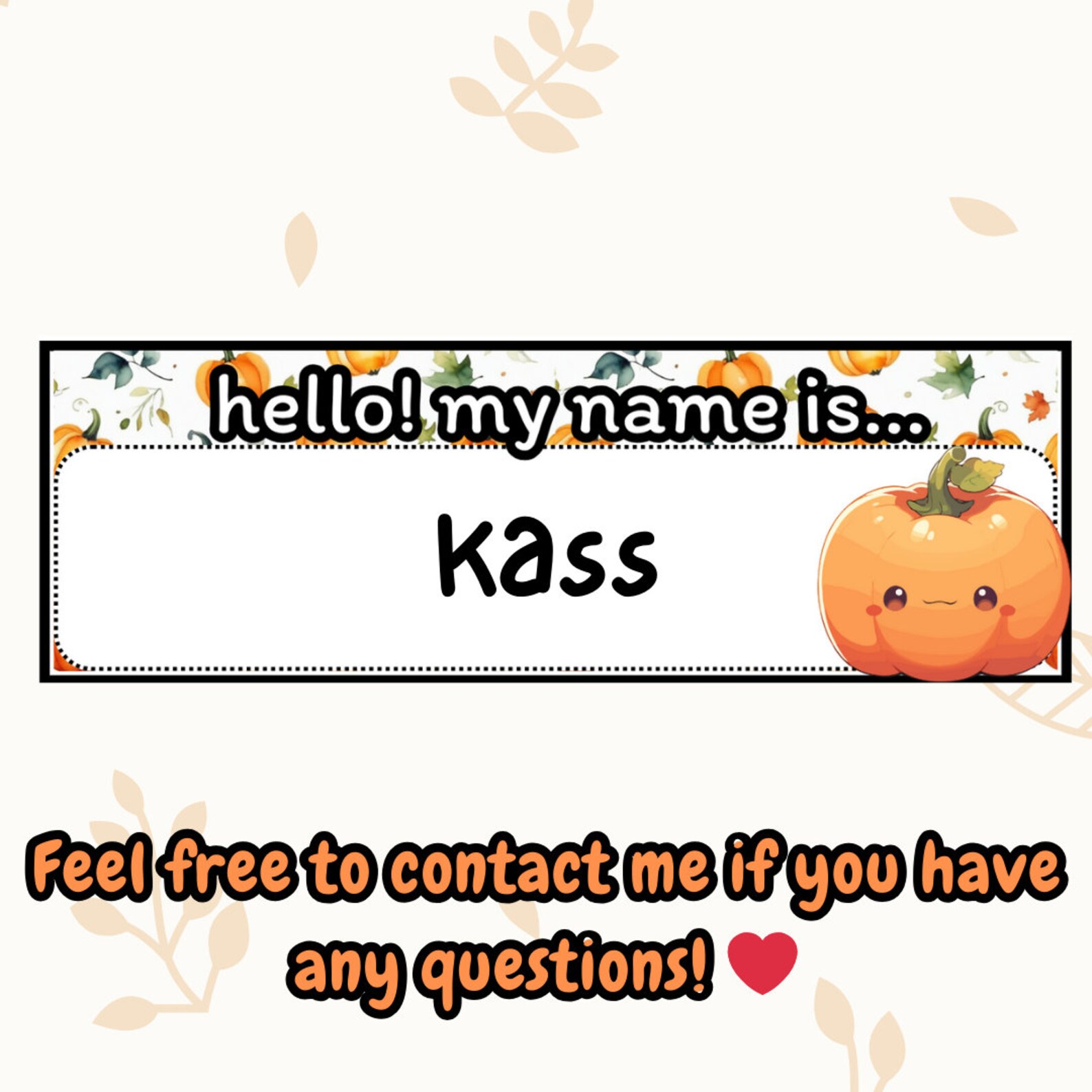 Fall Pumpkin Theme Name Tags | Name Labels| Back to School | Printable ...