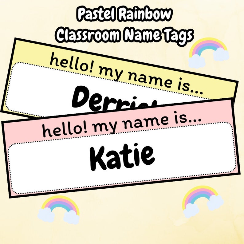 Pastel Name Tags | Desk Name Tags| Name School Labels for Kids| Back to ...