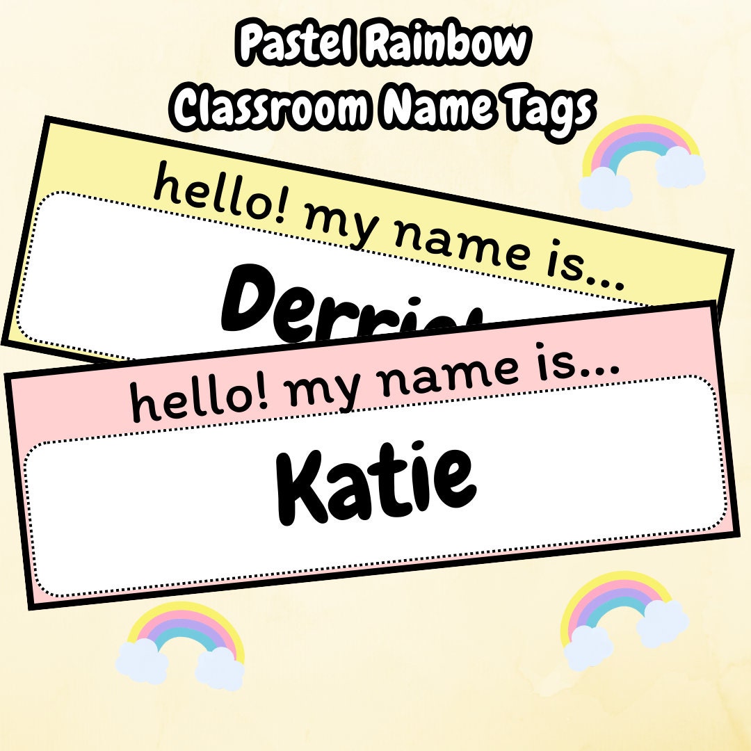 Pastel Name Tags | Desk Name Tags| Name School Labels for Kids| Back to ...