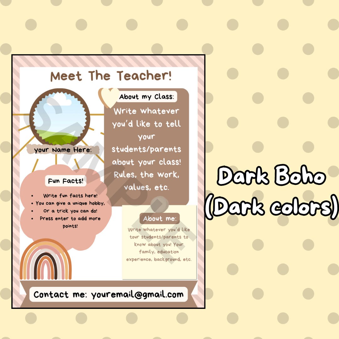 Meet the Teacher Template | Boho Template | Template for Teachers ...