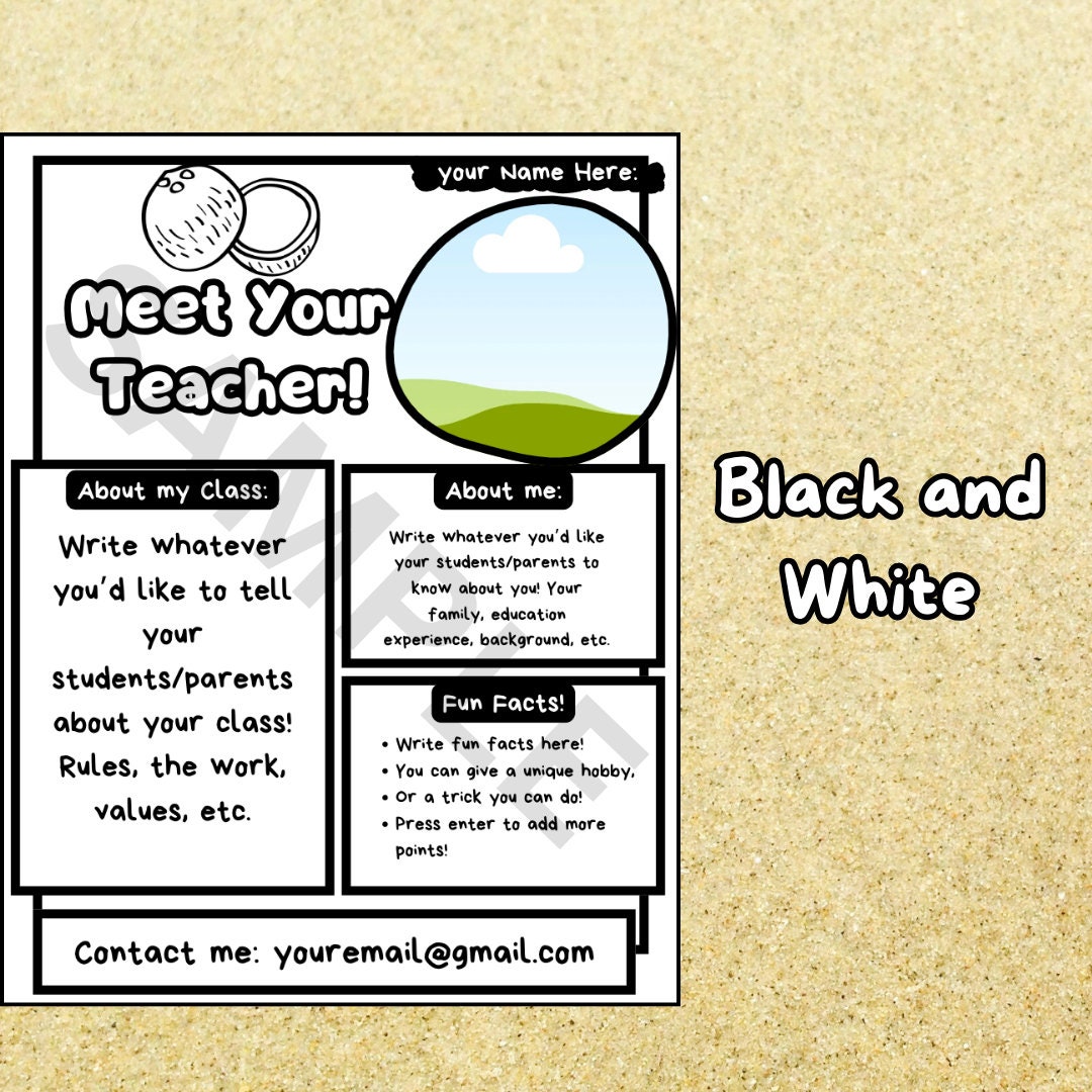 Coconut Meet the Teacher Template Tropical Pattern template for ...