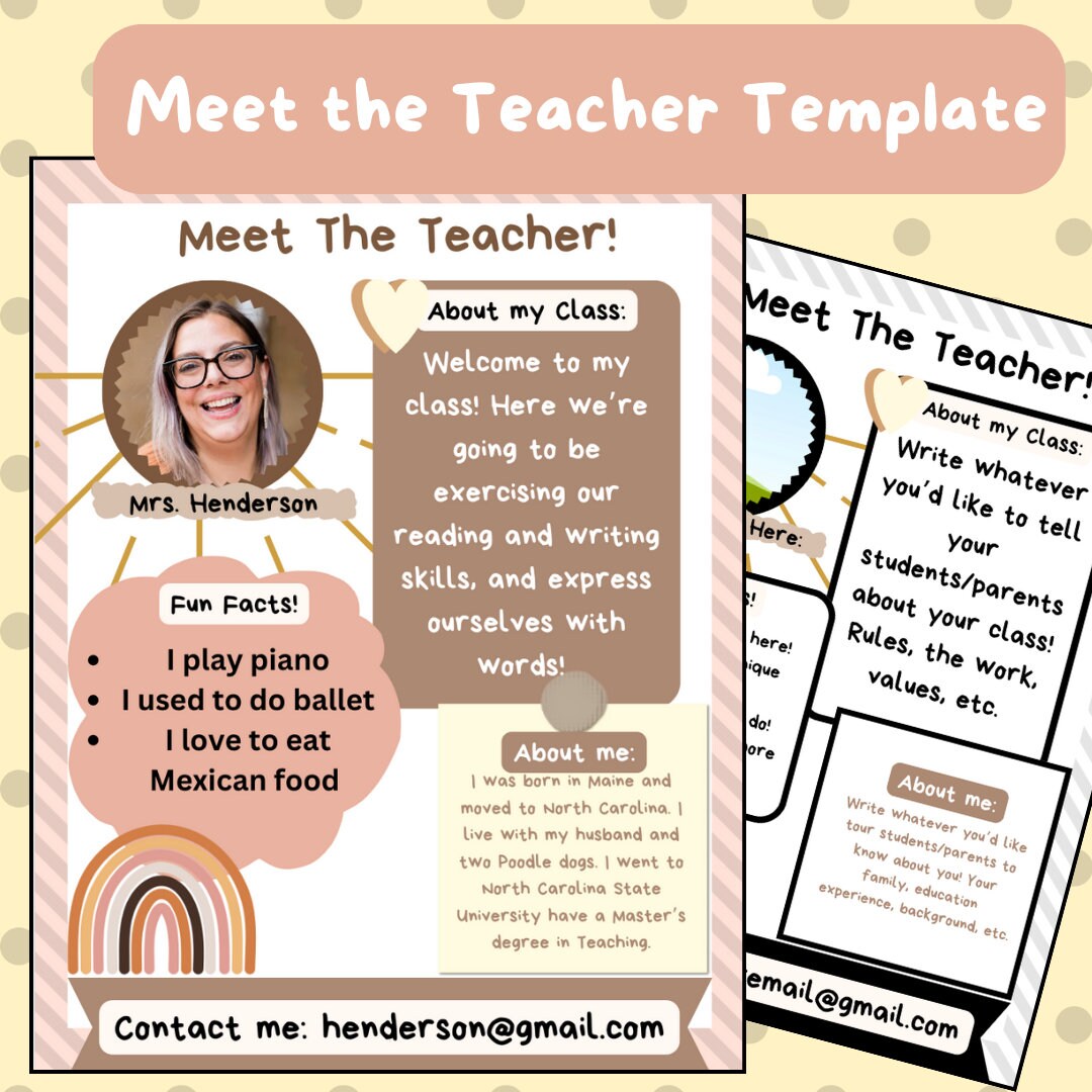 Meet the Teacher Template | Boho Template | Template for Teachers ...