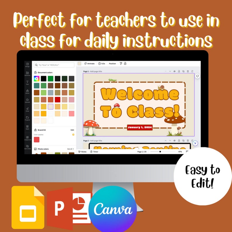 Mushroom Theme Slides Template for Teachers | Spring Classroom Slides ...