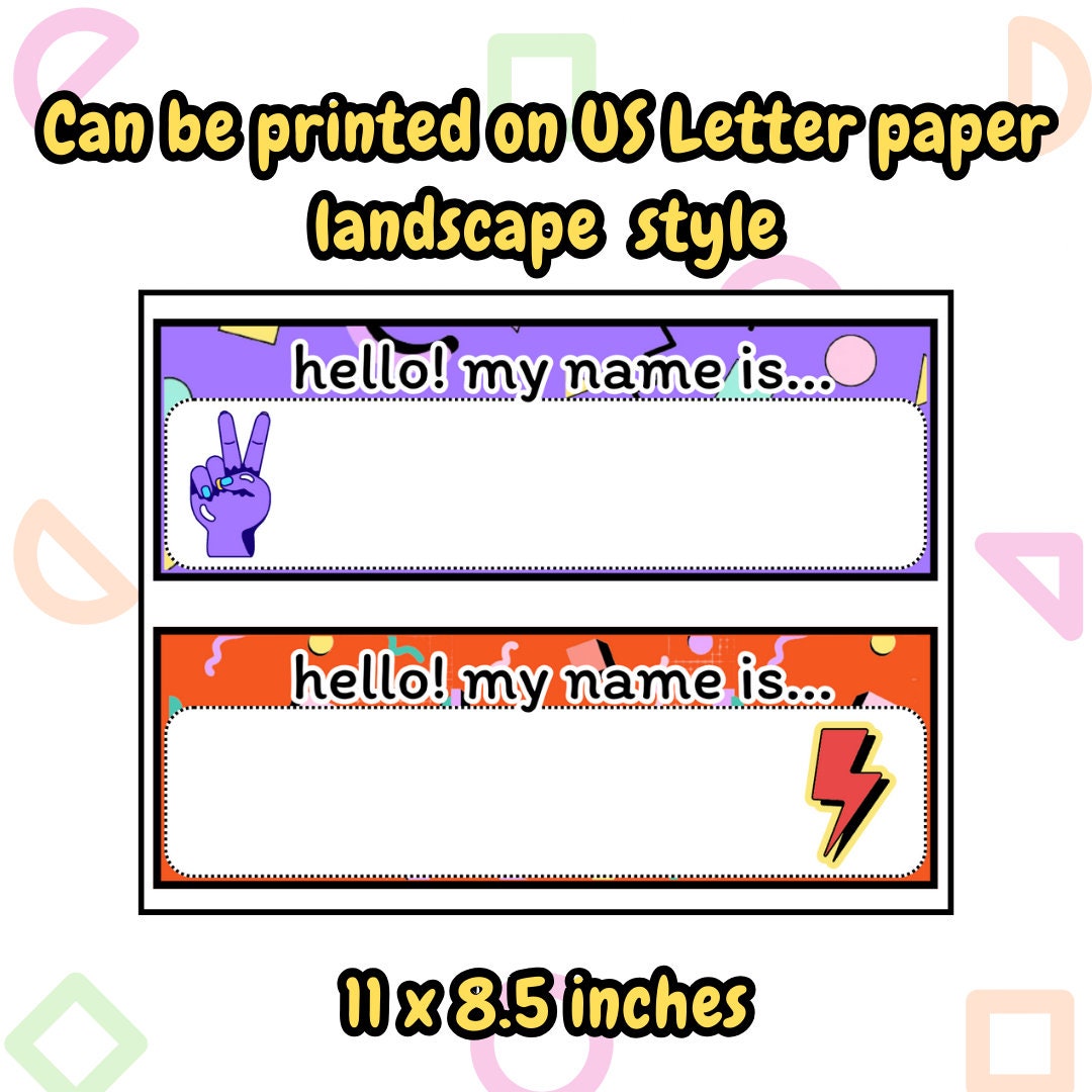 Retro Neon 90's Theme Name Tags | Name Labels| Back to School ...