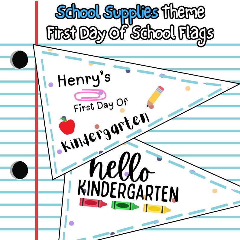 School Supplies-theme First Day of School Flag | Back to School Sign ...
